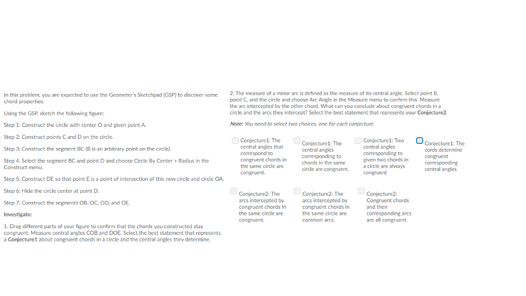 to discover some 2. The measure of a minor arc is | Chegg.com