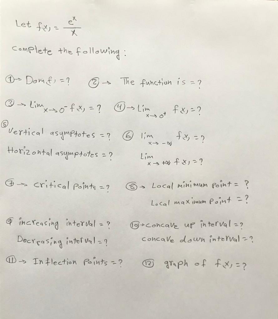 Solved Let fx x complete the following: 1 Domf=? The | Chegg.com