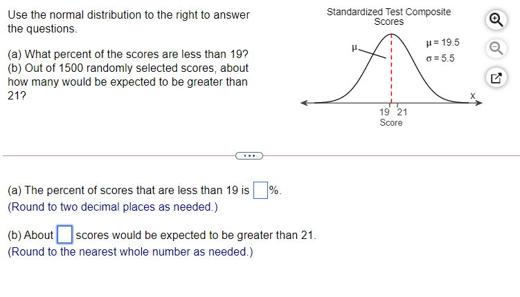 Solved Use the normal distribution to the right to answer | Chegg.com