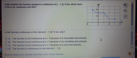 Solved State Whether The Function Graphed Is Continuous On