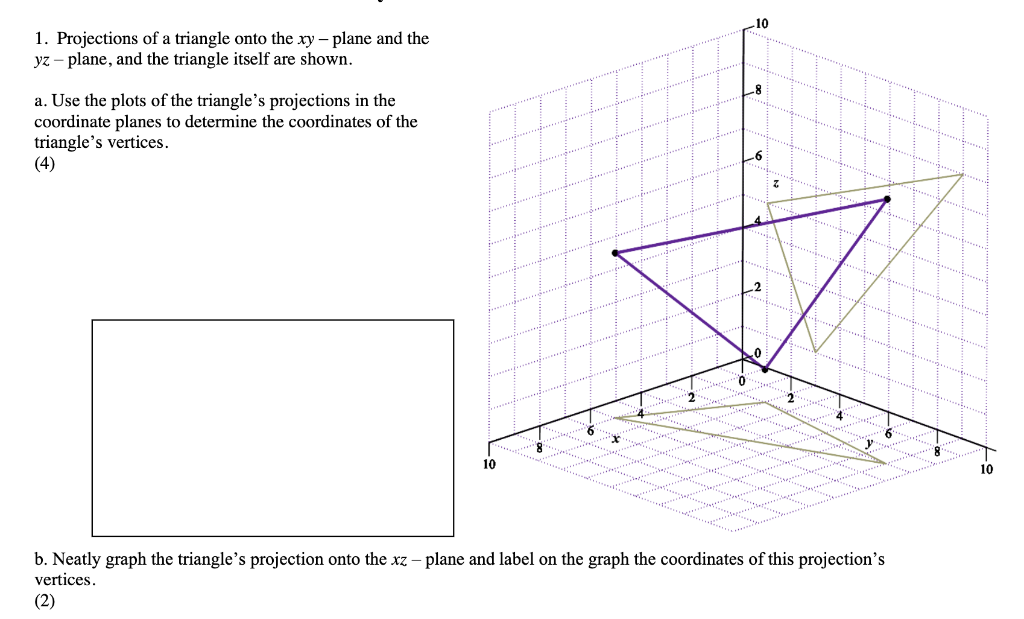 Solved -10 1. Projections of a triangle onto the xy - plane | Chegg.com