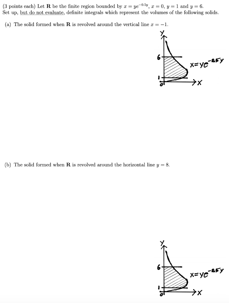 Solved (3 points each) Let R be the finite region bounded by | Chegg.com