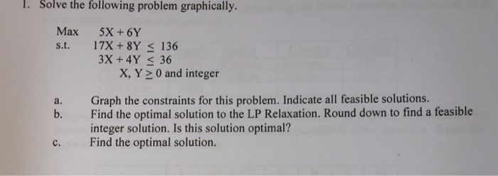 Solved l. Solve the following problem graphically Max 5X+6Y | Chegg.com