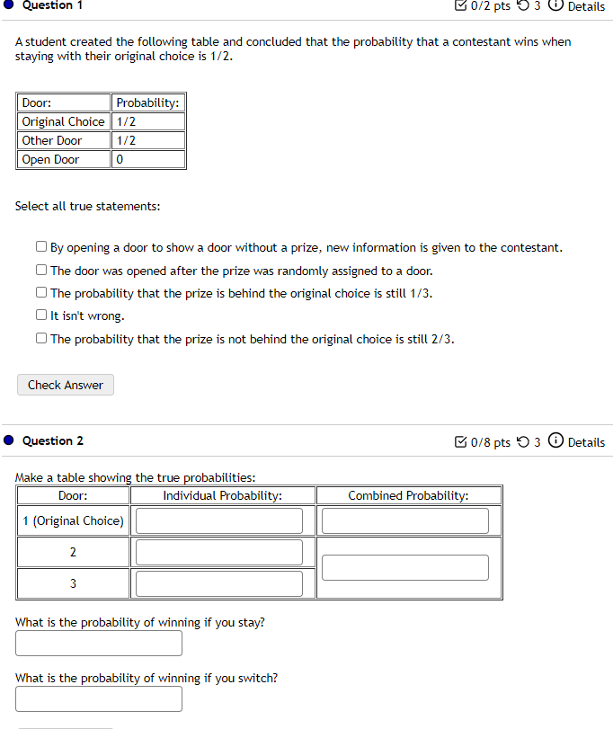 Solved Question 1 0/2 pts 93 Details A student created the | Chegg.com