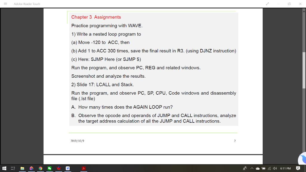 = Adobe Reader Touch Chapter 3 Assignments Practice | Chegg.com