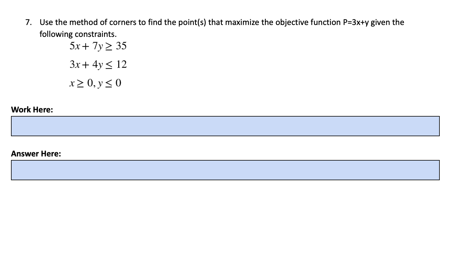 Solved 7. Use the method of corners to find the point(s) | Chegg.com