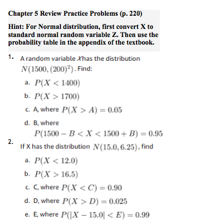 Solved Chapter 5 Review Practice Problems (p. 220) Hint: For | Chegg.com