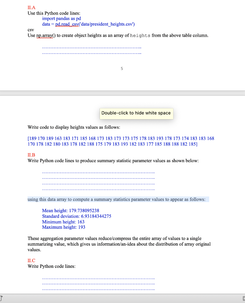 Solved II.A Use this Python code lines: import pandas as pd | Chegg.com