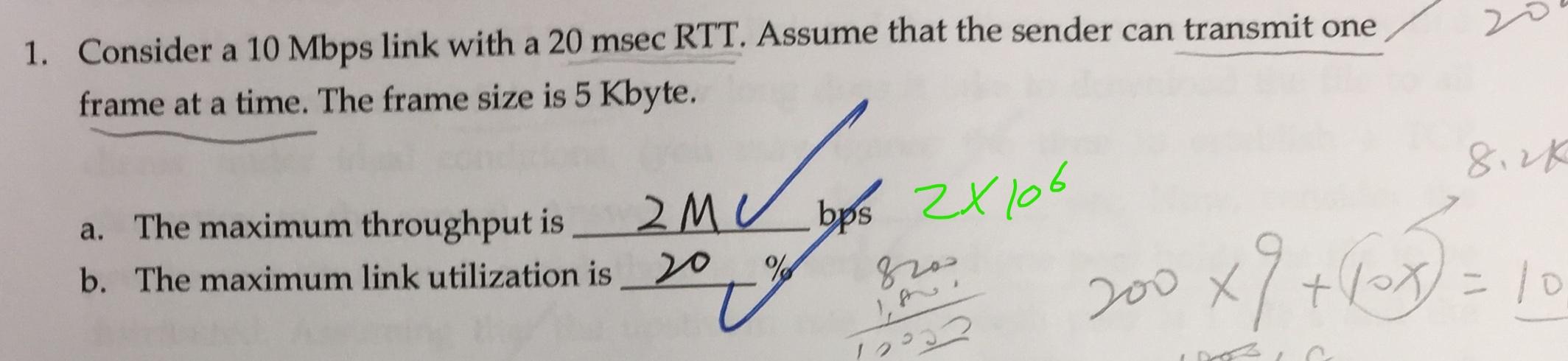 Solved 24 1. Consider a 10 Mbps link with a 20 msec RTT. | Chegg.com