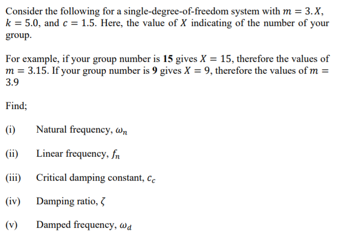 Solved Consider the following for a single-degree-of-freedom | Chegg.com
