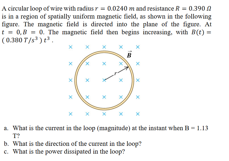 Solved A Circular Loop Of Wire With Radius π00240πand