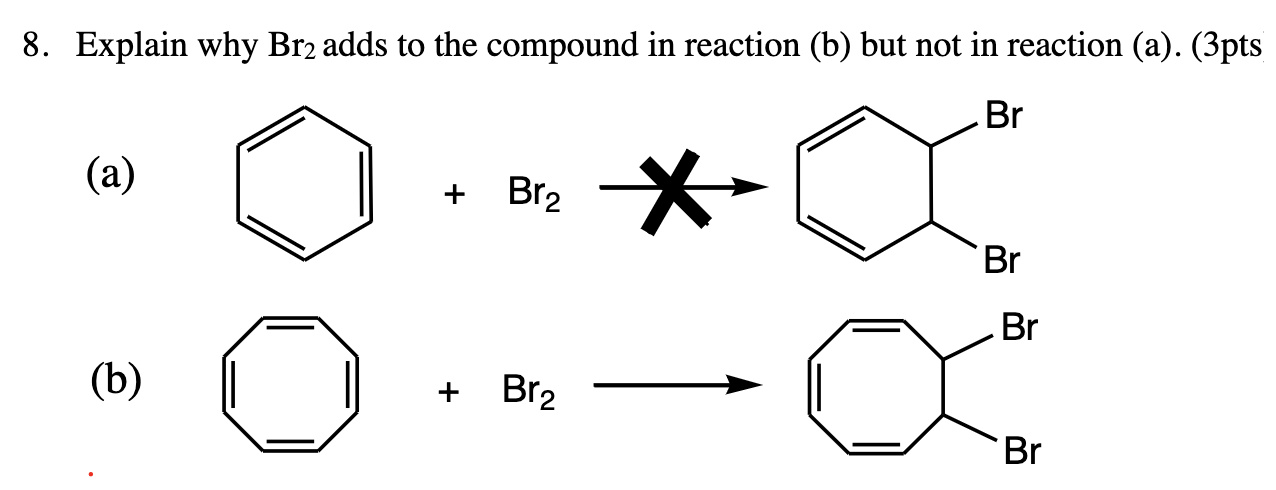 Solved 8. Explain why Br2 adds to the compound in reaction | Chegg.com