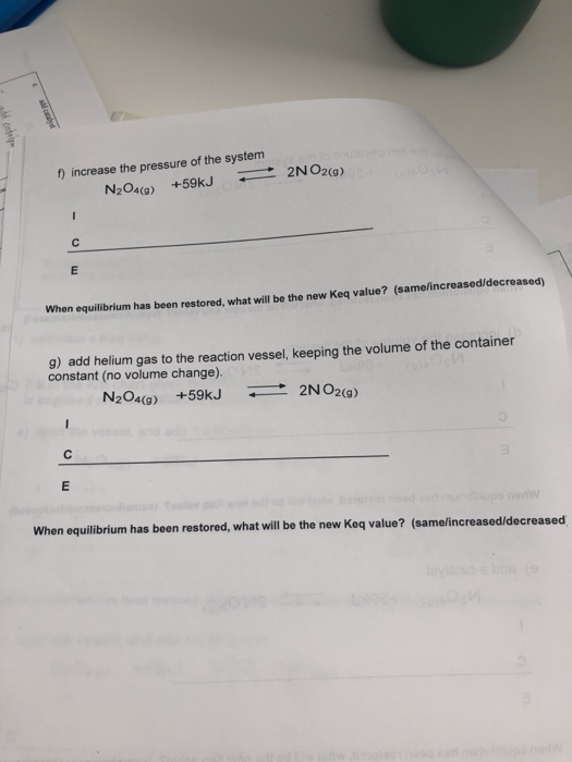 Solved Equilibrium Shifts & Keq Le Chatelier's Principle | Chegg.com
