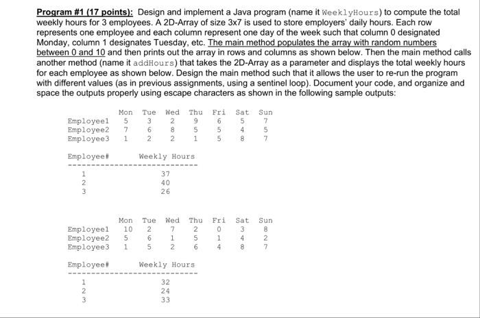 Solved Program #1 (17 points): Design and implement a Java | Chegg.com