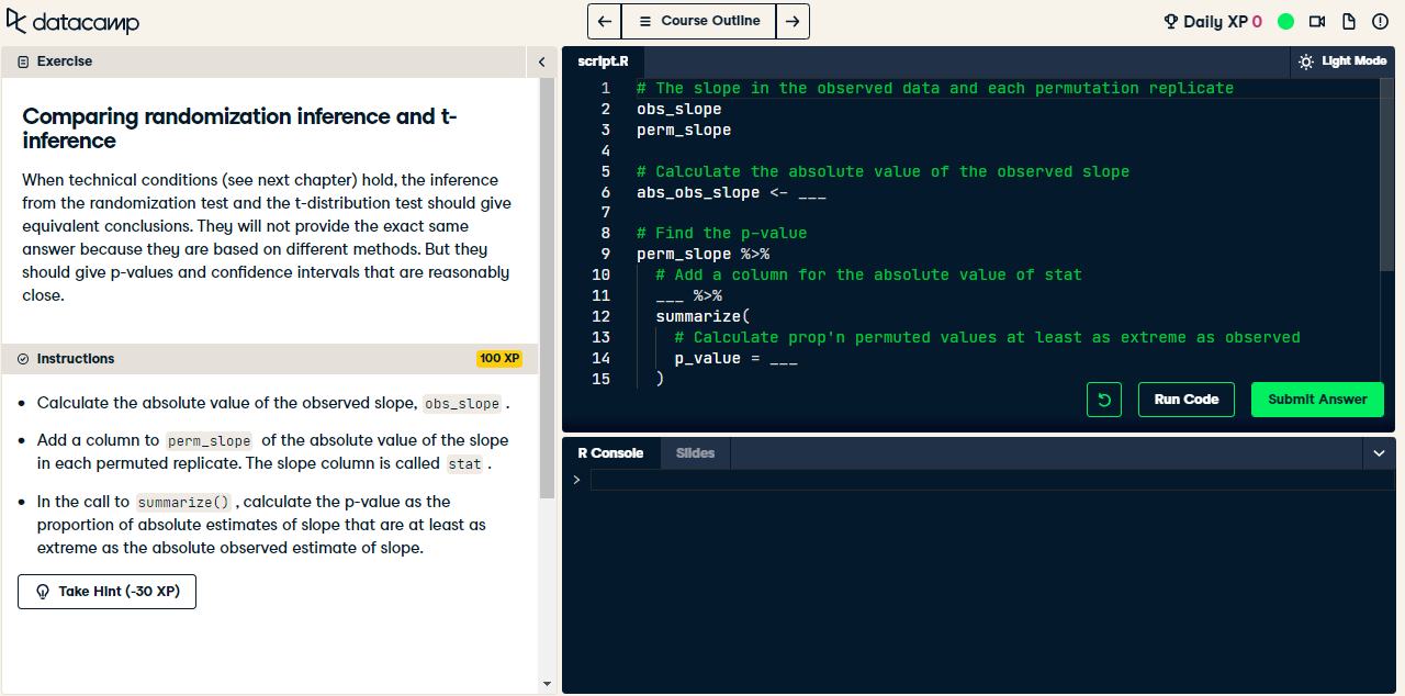datacamp = Course Outline > 9 Daily XPO о во Exercise | Chegg.com