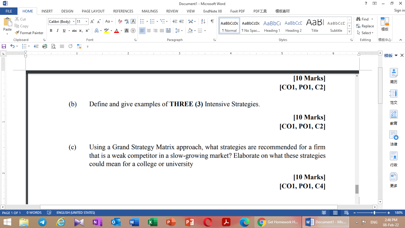 Solved W] Document1 - Microsoft Word ? FILE HOME INSERT | Chegg.com
