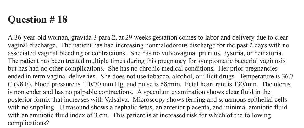 Solved Question # 18 A 36-year-old woman, gravida 3 para 2, | Chegg.com