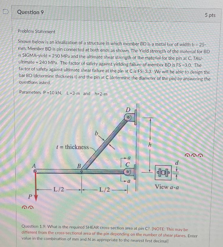 Solved Problem Statement Shown below is an idealization of a | Chegg.com