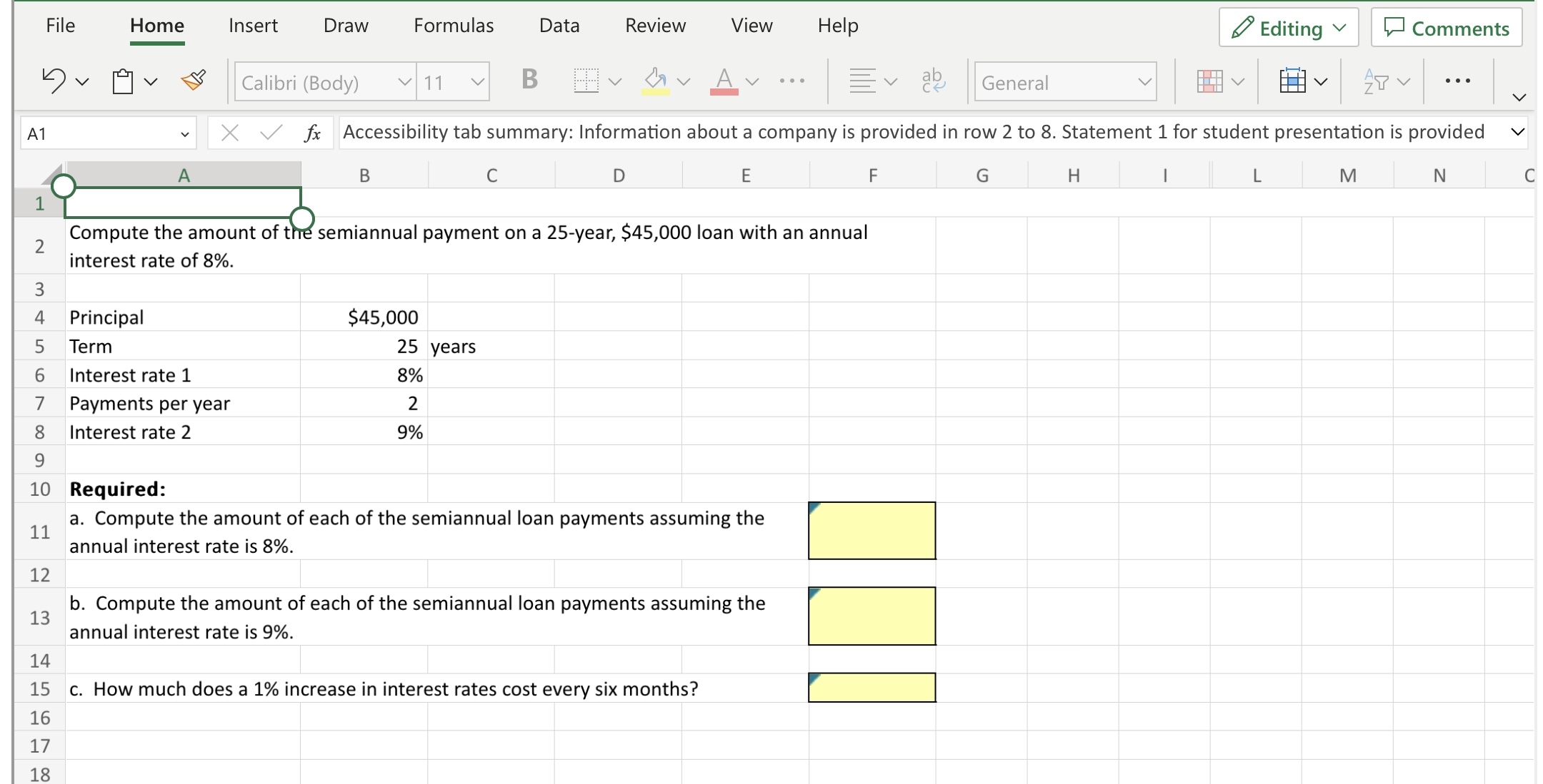 Solved A1 Accessibility tab summary: Information about a | Chegg.com