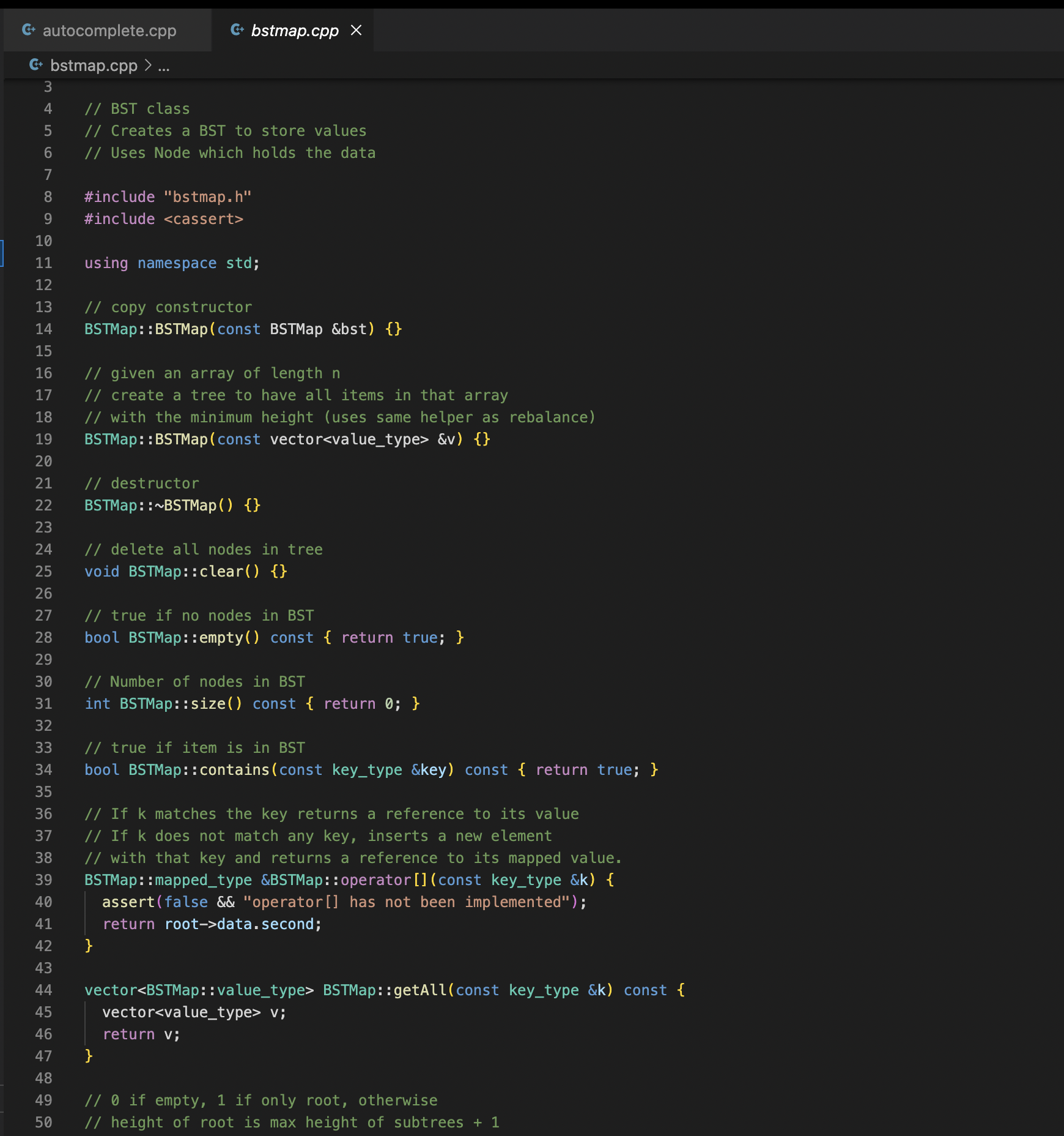 Solved Write a c++ program to implement autocomplete for a | Chegg.com