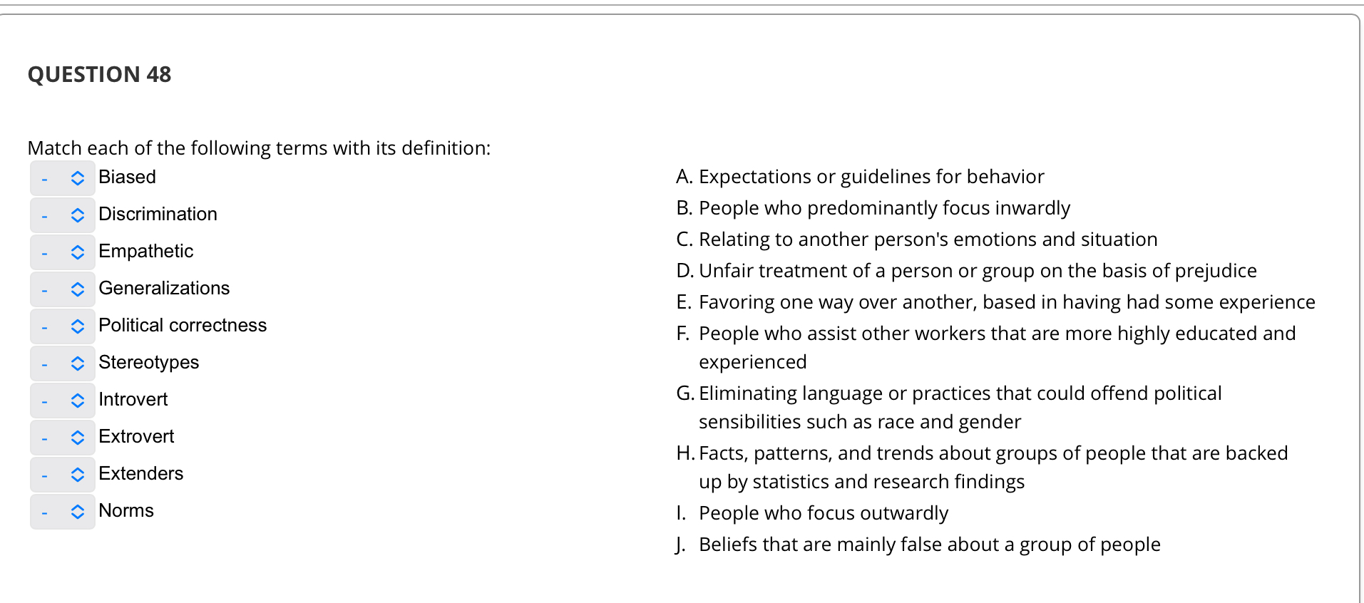 Solved Match Each Of The Following Terms With Its
