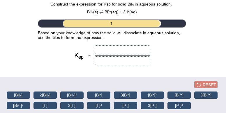 Solved Construct the expression for Ksp for solid Bilz in | Chegg.com