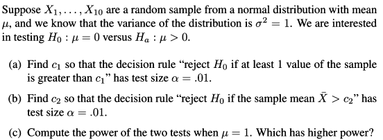 Solved Suppose X1,…,X10 are a random sample from a normal | Chegg.com