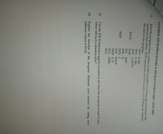 Solved TUTORIAL MICROPROCESSORS & MICROCONTROLLERS - ELEC | Chegg.com