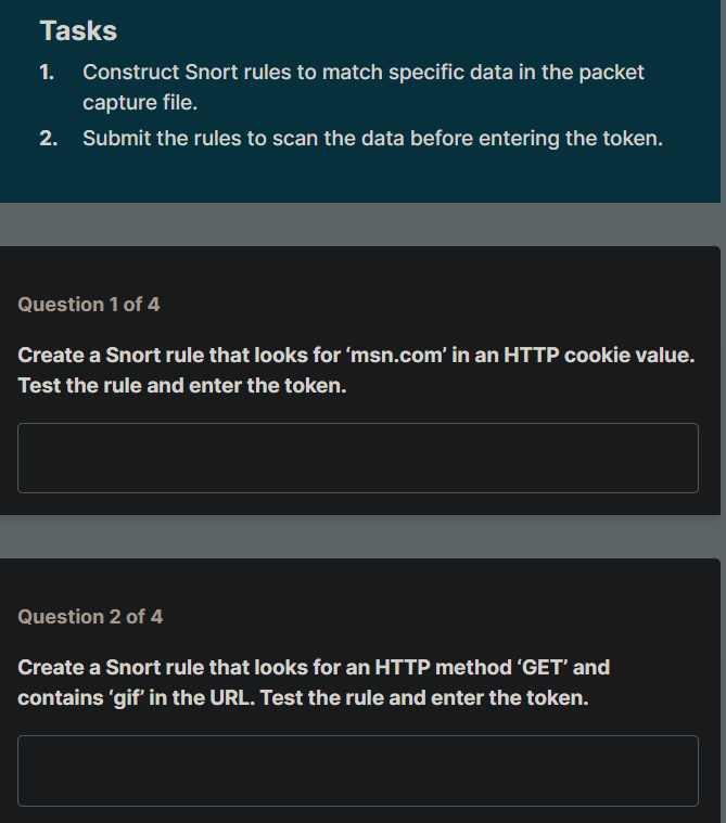 Solved Tasks 1. Construct Snort rules to match specific data | Chegg.com