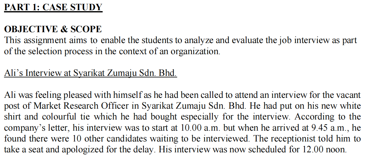 Solved PART 1: CASE STUDY OBJECTIVE & SCOPE This assignment | Chegg.com