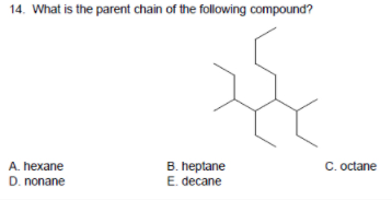 Solved 14. What is the parent chain of the following | Chegg.com