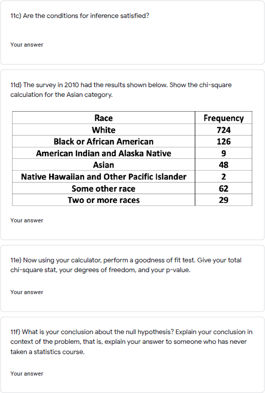 Solved 11a) The general groupings for options of race on the | Chegg.com