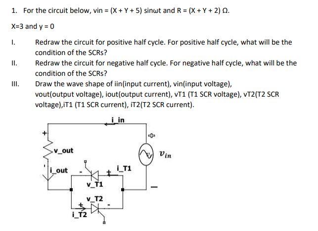 Solved 1. For the circuit below, vin = (x + y + 5) sinwt and | Chegg.com