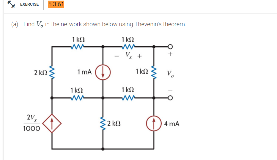 Solved A Find Vo In The Network Shown Below Using 