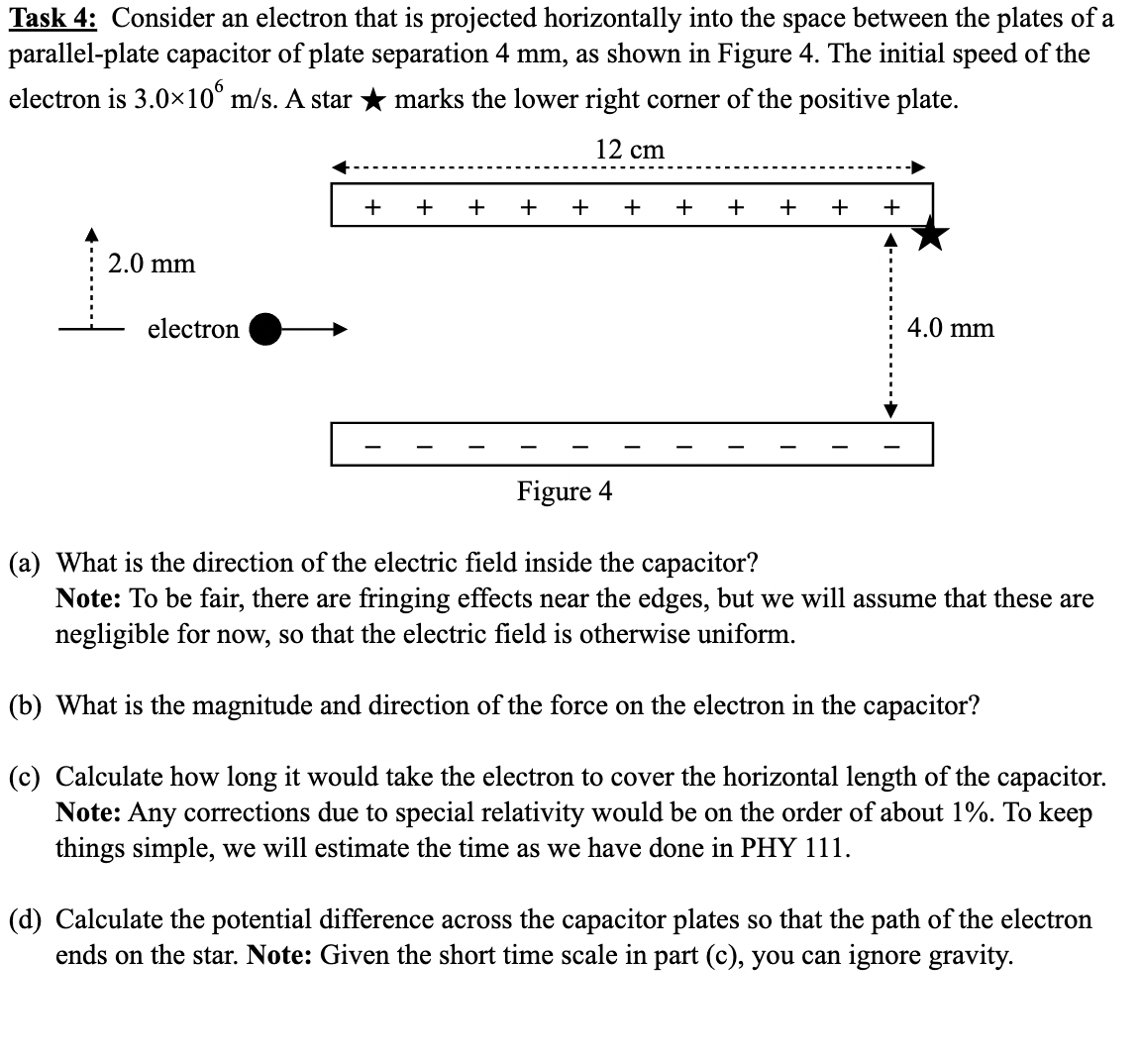Solved Task 4: Consider an electron that is projected | Chegg.com