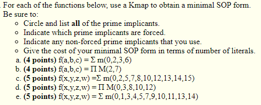 Solved For each of the functions below, use a Kmap to obtain | Chegg.com