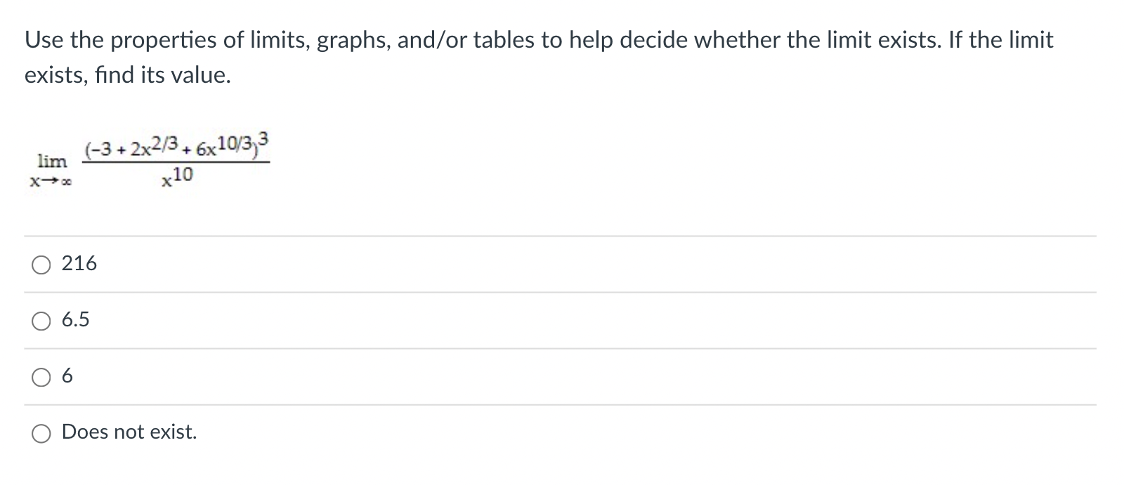 Solved Use the properties of limits, graphs, and/or tables | Chegg.com