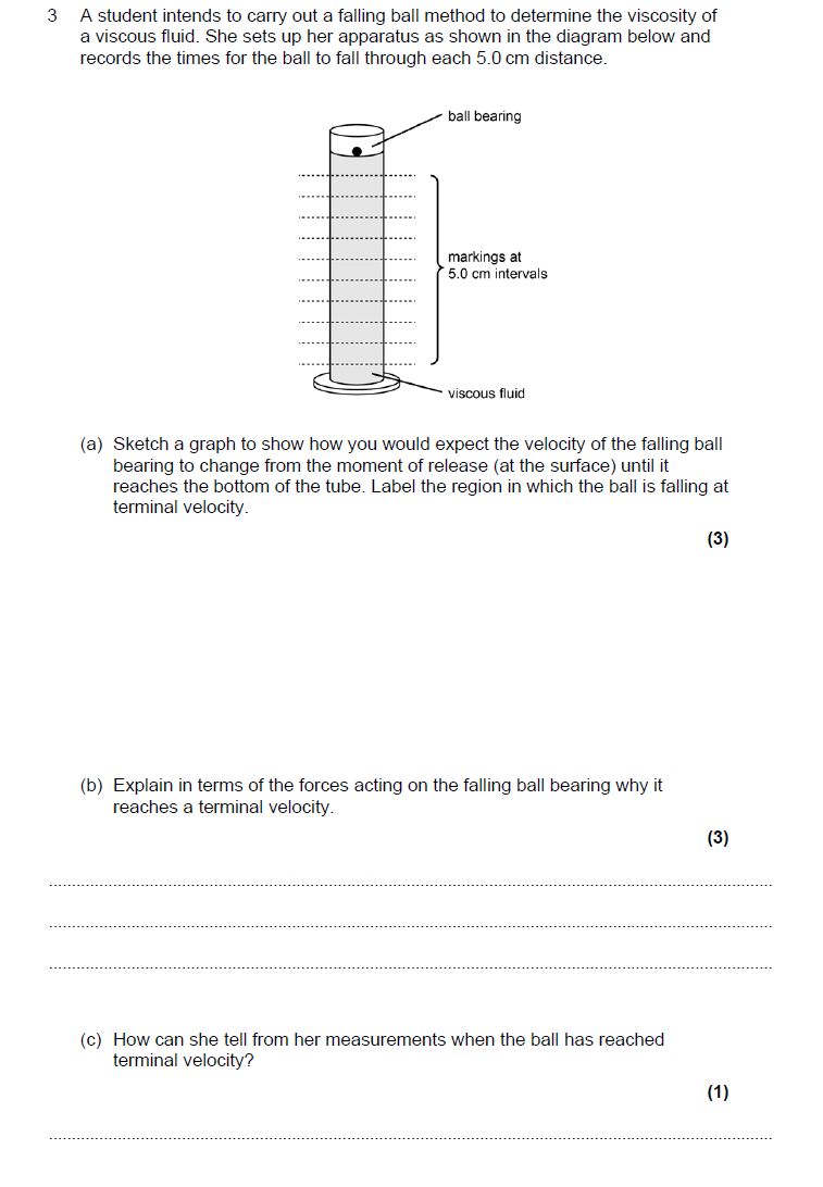Solved 3 A student intends to carry out a falling ball | Chegg.com
