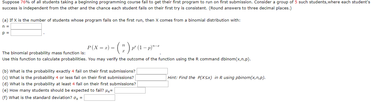 Solved Suppose 76% of all students taking a beginning | Chegg.com