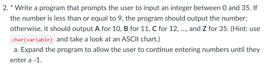 Solved 2. ∗ Write a program that prompts the user to input | Chegg.com