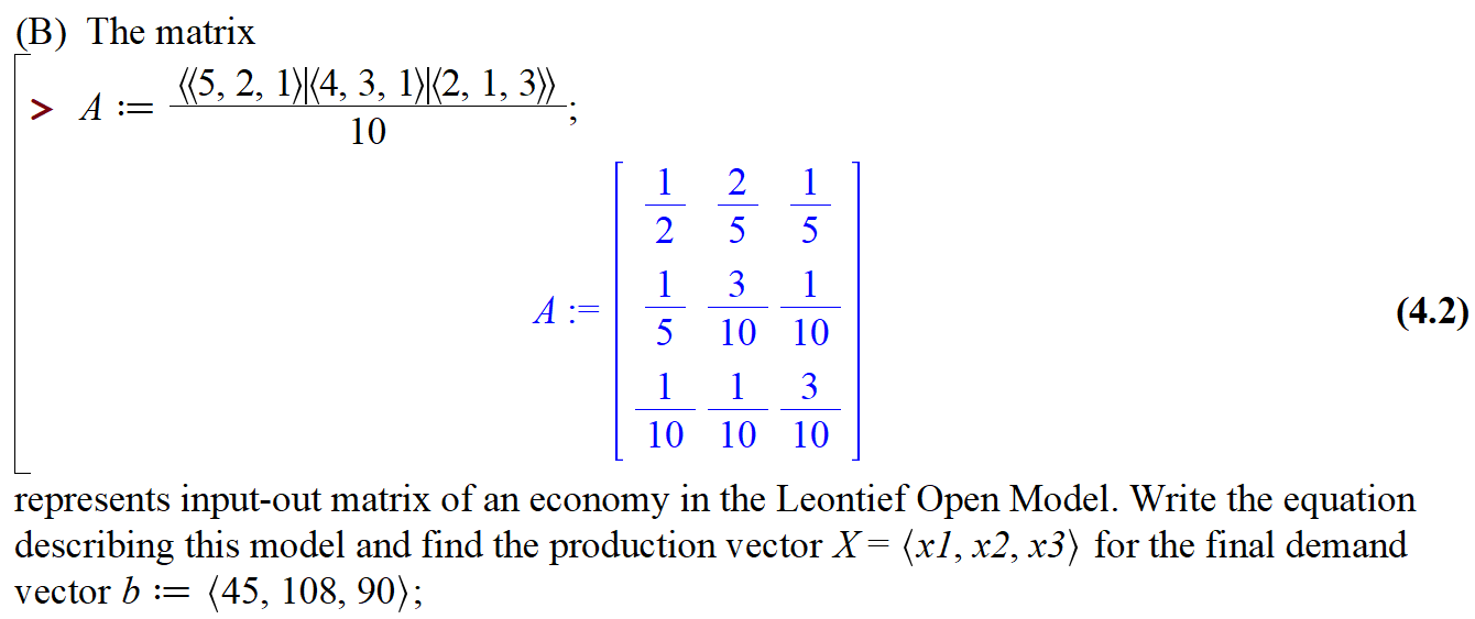 Solved (B) The matrix 1._ {5, 2, 1)|(4, 3, 1)|(2, 1, 3)) 1 2 | Chegg.com