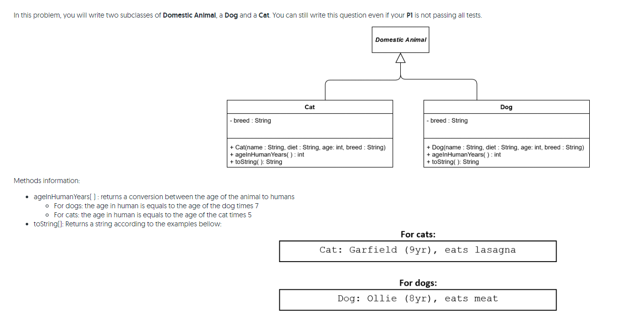 Solved In this problem, you will write two subclasses of | Chegg.com