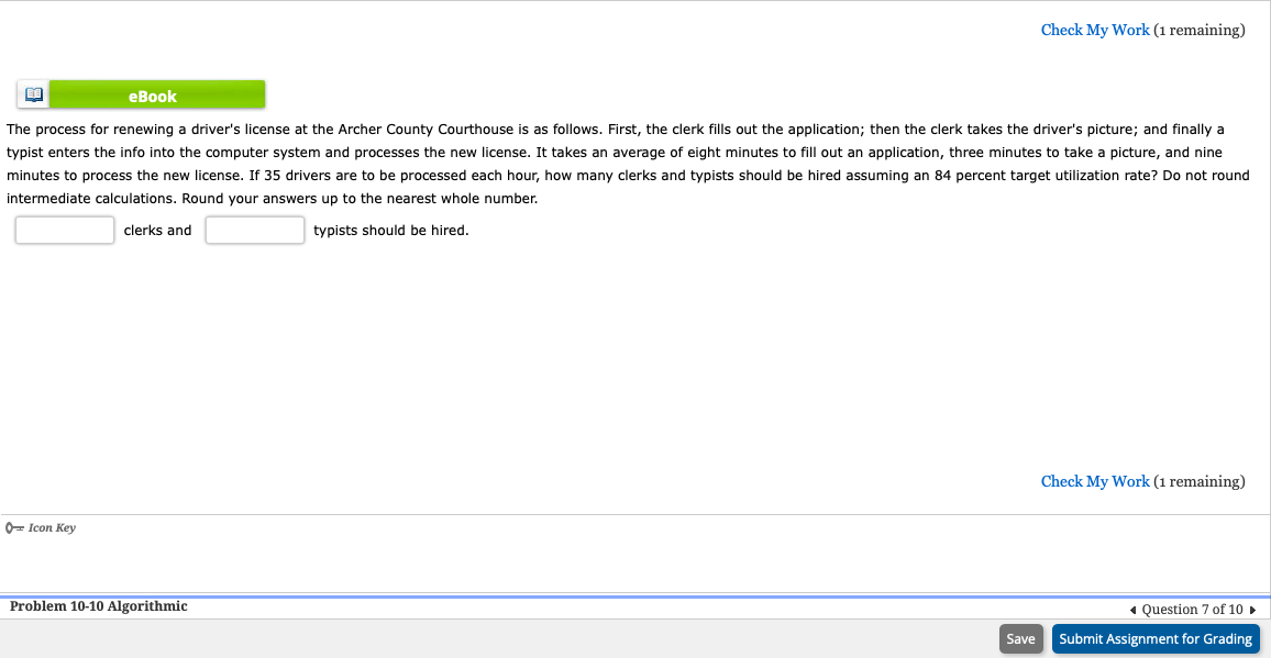 Solved The process for renewing a driver's license at the | Chegg.com