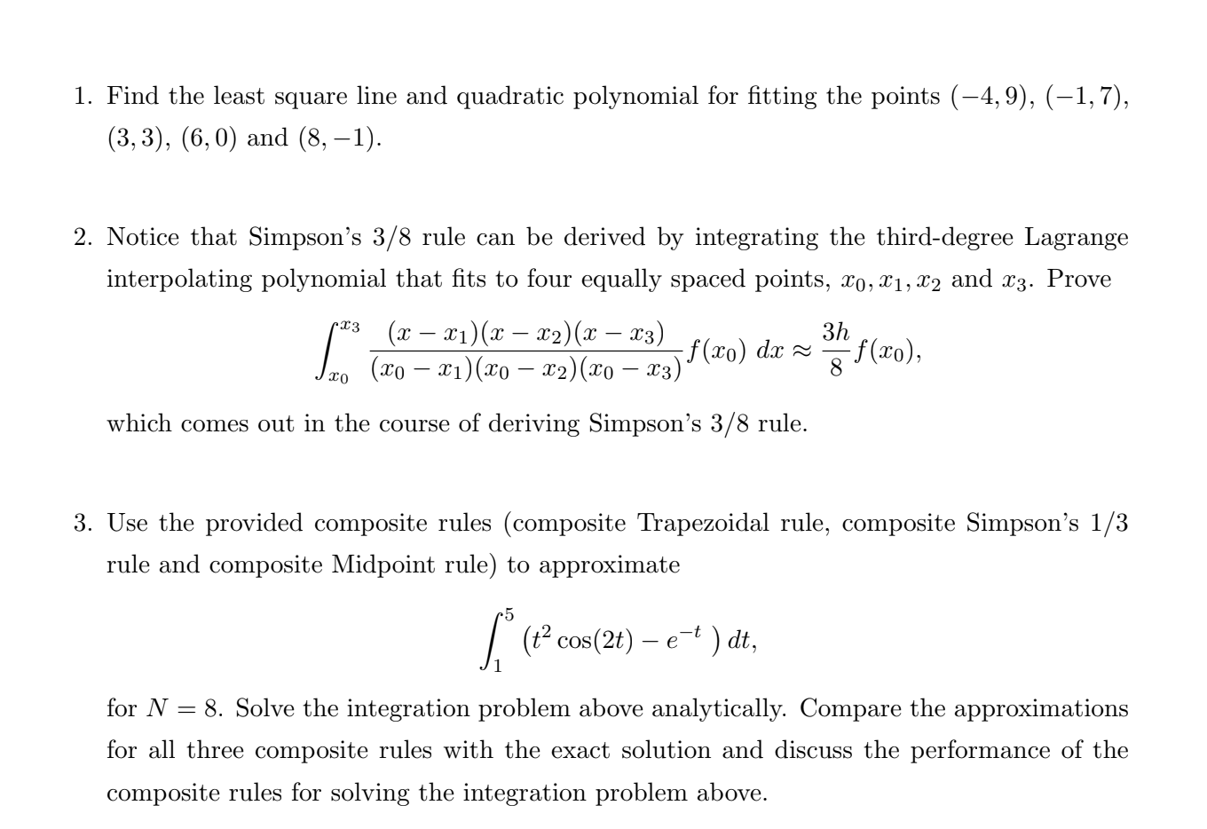 Solved Find the least square line and quadratic polynomial | Chegg.com