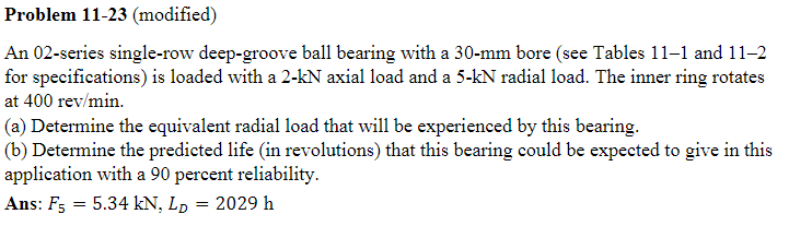 Solved An 02-series single-row deep-groove ball bearing with | Chegg.com