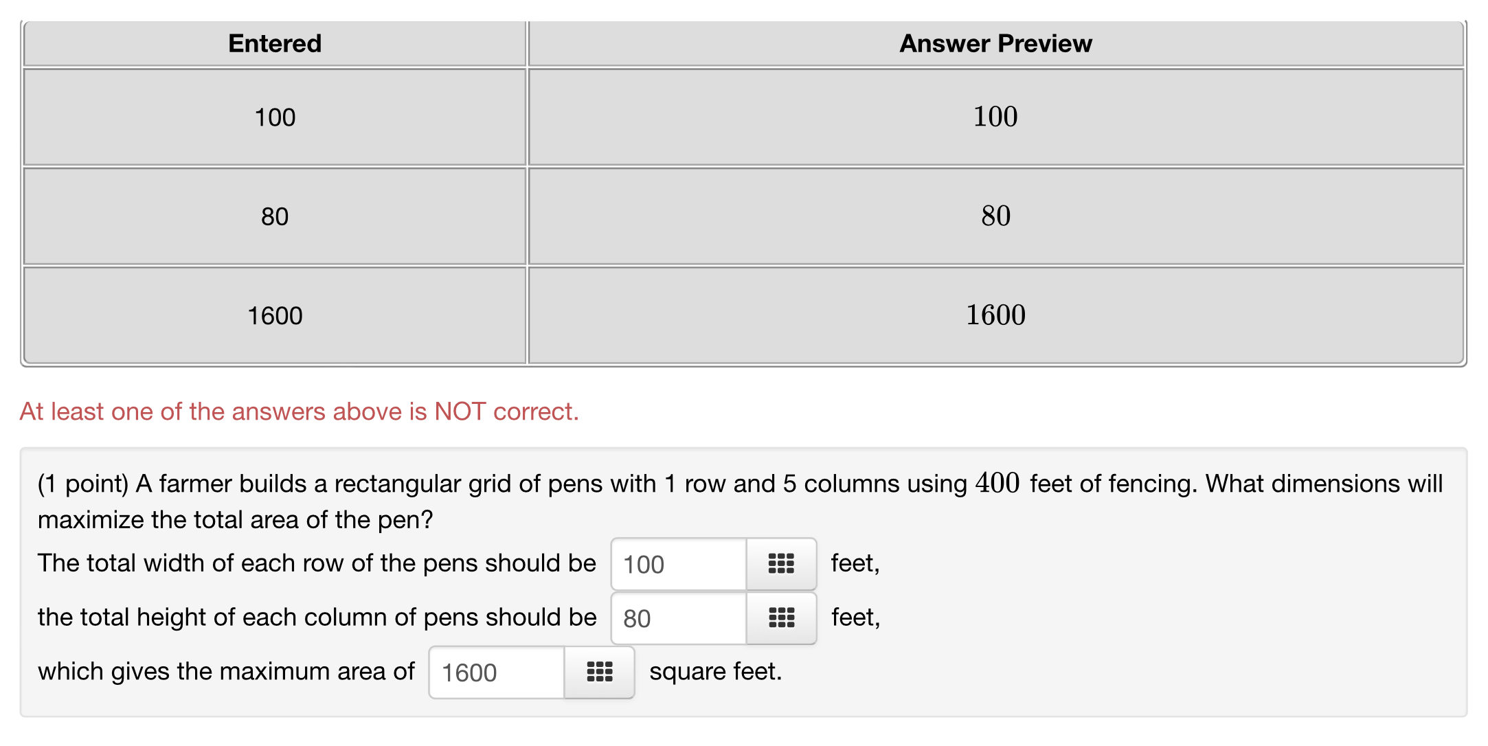 (1 ﻿point) ﻿A farmer builds a rectangular grid of | Chegg.com