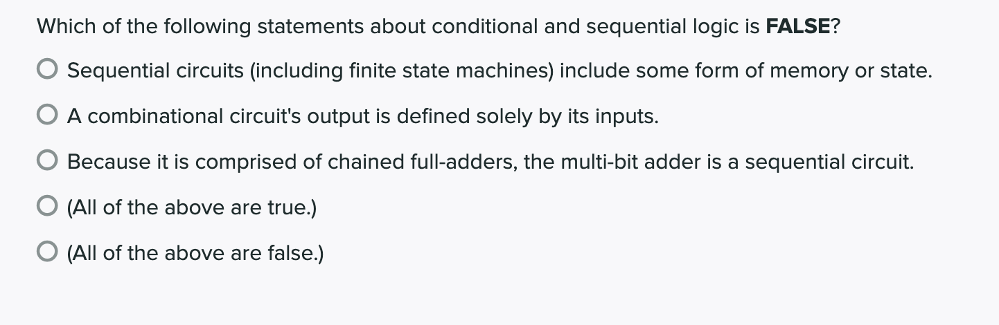 Solved Which of the following statements about conditional | Chegg.com