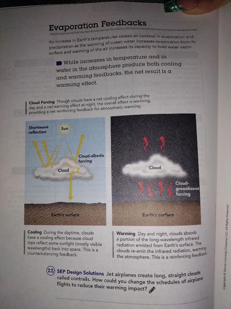 Solved Evaporation Feedbacks An increase in Earth's | Chegg.com