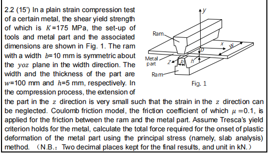 Solved Ram part 2 2.2 (15') In a plain strain compression | Chegg.com