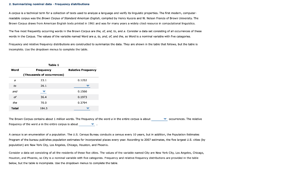 Solved 2 Summarizing Nominal Data Frequency Distributions Chegg
